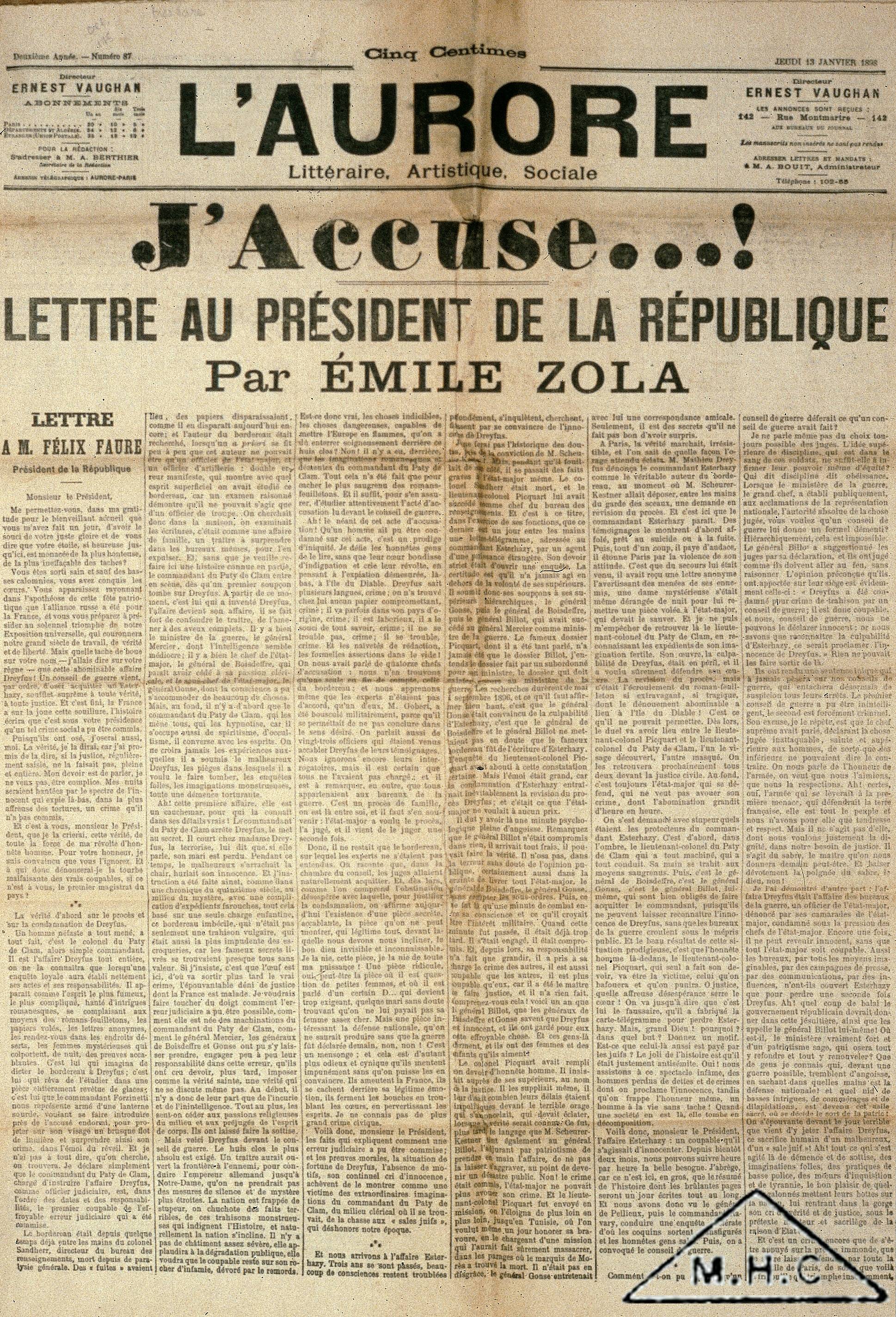  J accuse De Zola Histoire Analys e En Images Et uvres D art